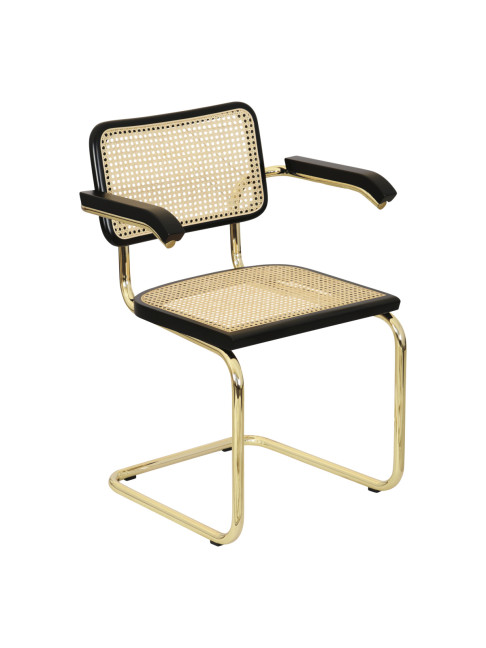 Breuer Chair Company Cesca Cane Cantilever Armchair Arm Chair w Chrome Frame Various Wood Finishes Cane Colors Made in Italy